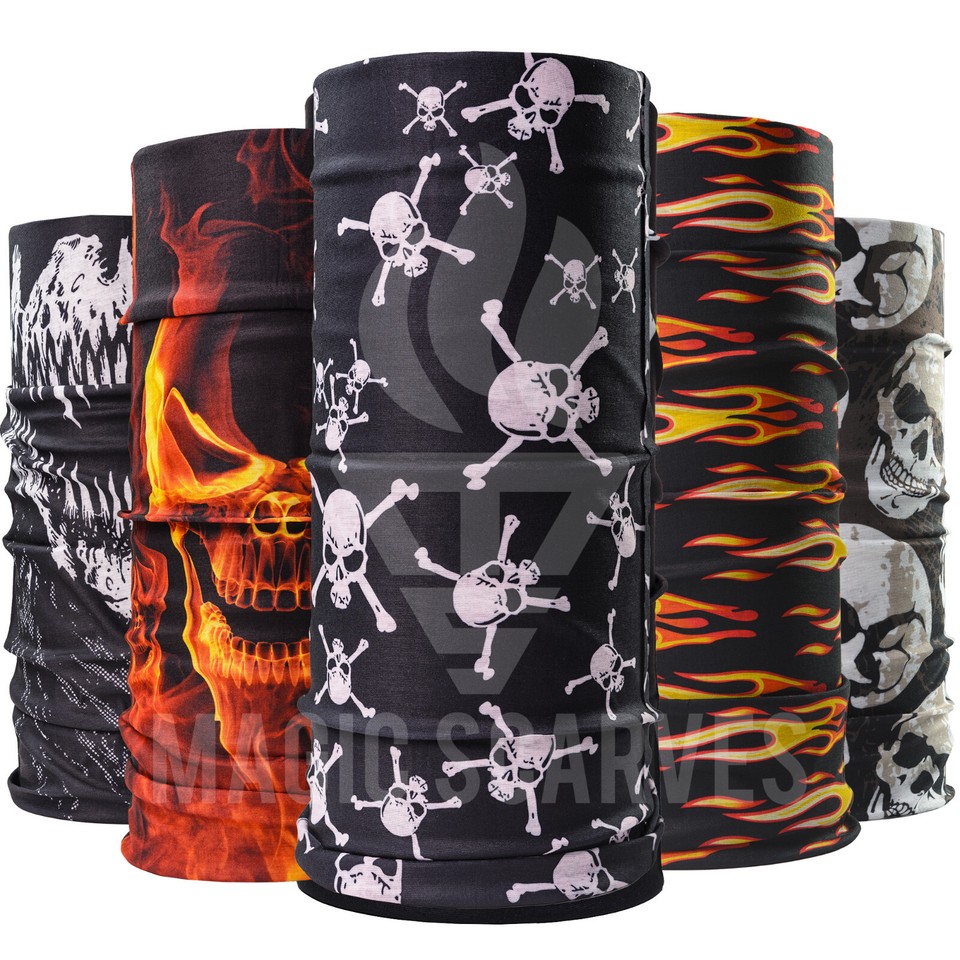 Multi use Skulls Biker Balaclava Neck Tube Snood Scarf Face Mask Warmer ...