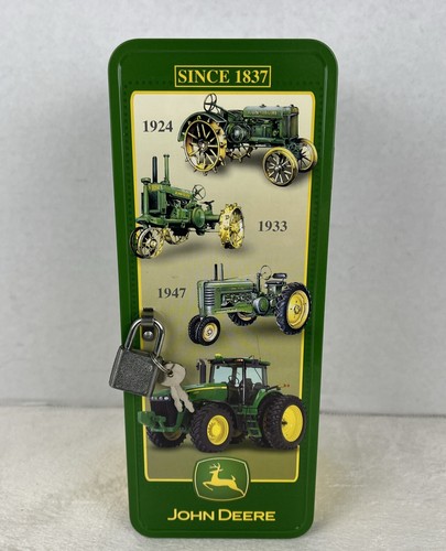 JOHN DEERE METAL COIN BANK COLLECTOR'S TIN TRACTOR ART, LOCK W/KEYS ...
