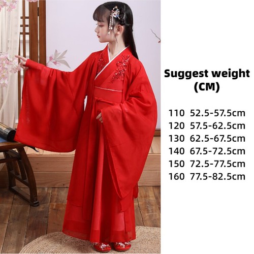 Kids Girl Hanfu Sakura Embroidery Dress Tulle Chinese Traditional ...