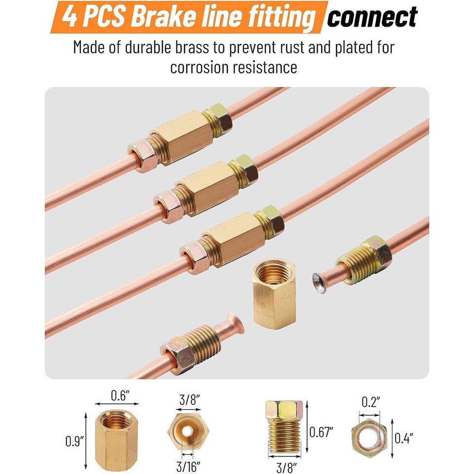 Brake Line Pipe Repair Kit 3/16 25ft Copper Pipe Flaring Tools 20 Nuts ...