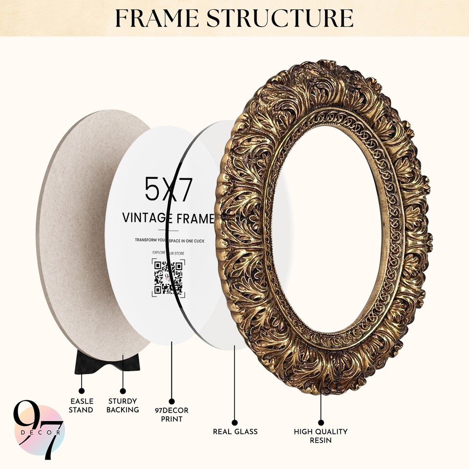 97 Decor 5x7 Oval Picture Frame - Vintage 5x7 Picture Frame Gold ...