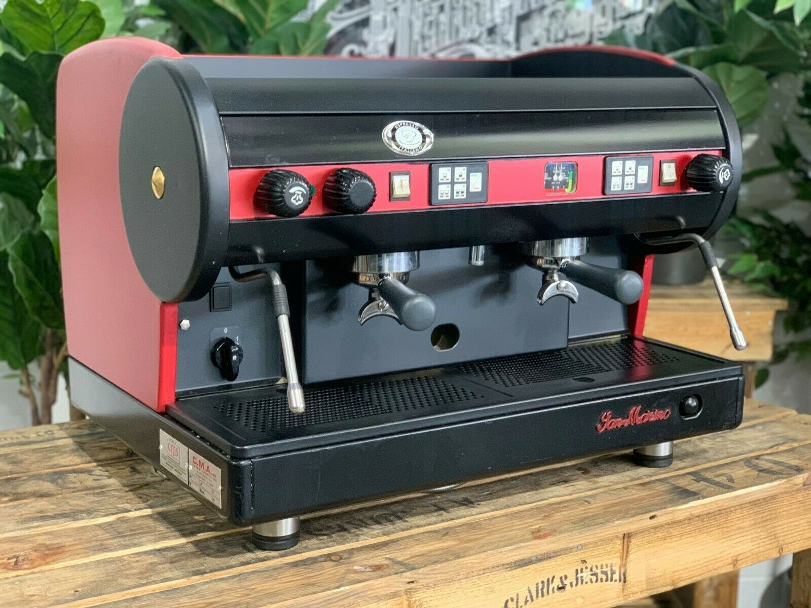 SAN MARINO LISA 2 GROUP RED & BLACK ESPRESSO COFFEE MACHINE CUSTOM ...