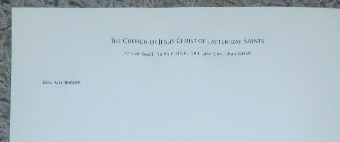 EZRA TAFT BENSON Church Unused Letterhead LDS Mormon Collectible | eBay