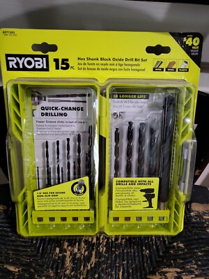 RYOBI - A971503 - Black Oxide Hex Shank Drill Bit Set - 15 Piece | eBay