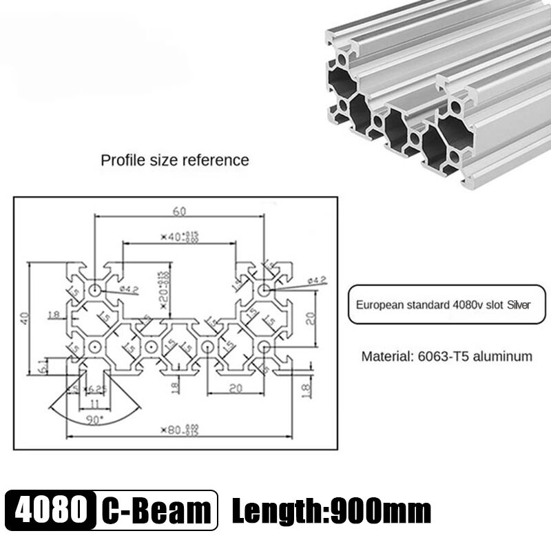 4080 C-Beam Aluminum Profile Extrusion 600-1500mm Linear Rail for 3D ...