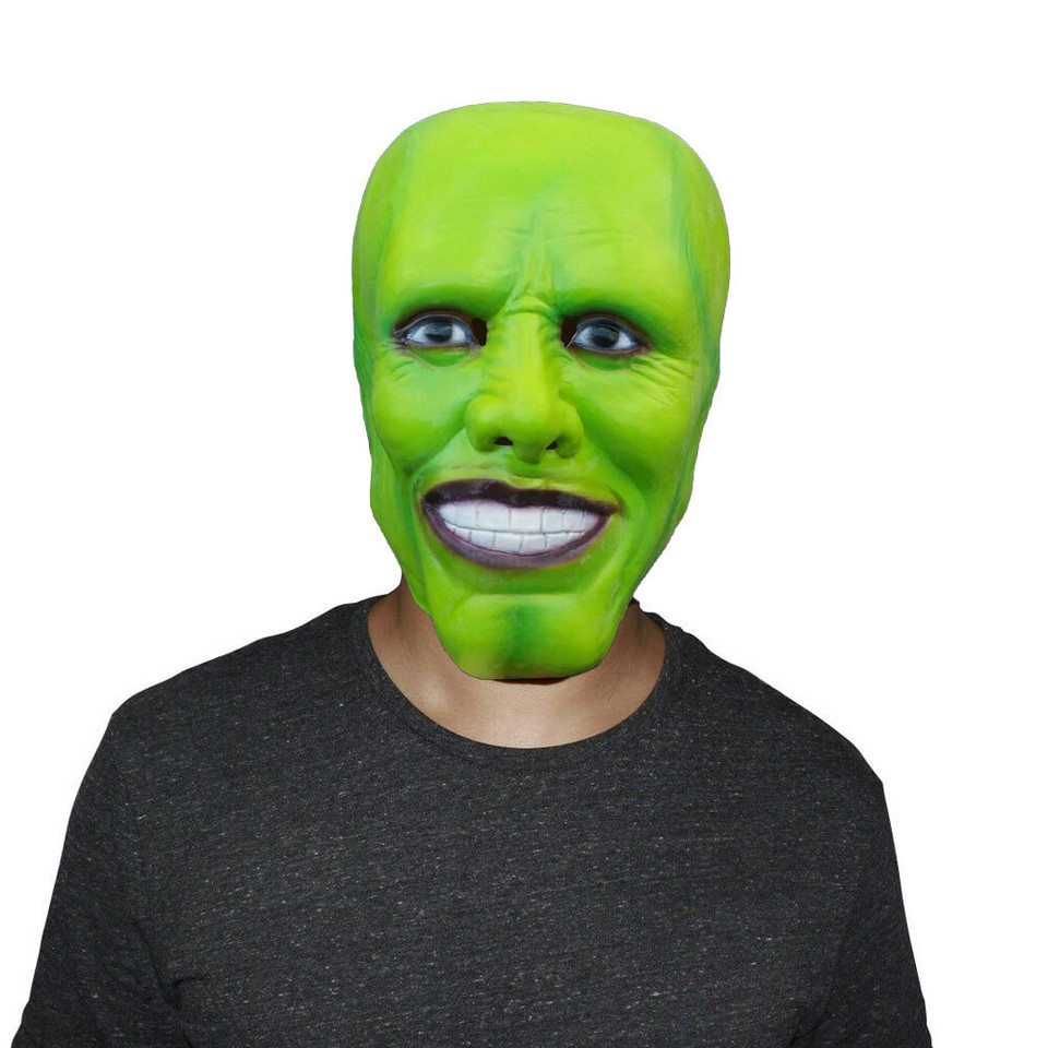 Deluxe 'The Mask' Green Mask Latex Full Head Jim Carrey Fancy Dress ...