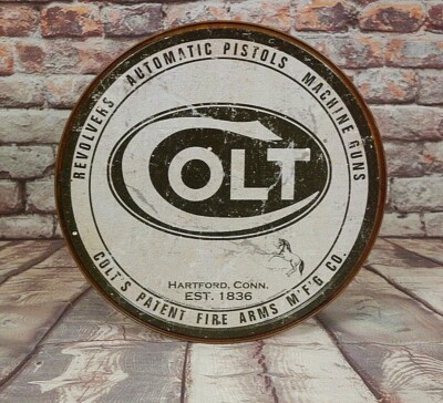 Colt Revolvers - Round Metal Sign for Man Cave, Garage, Bar, Cabin or ...