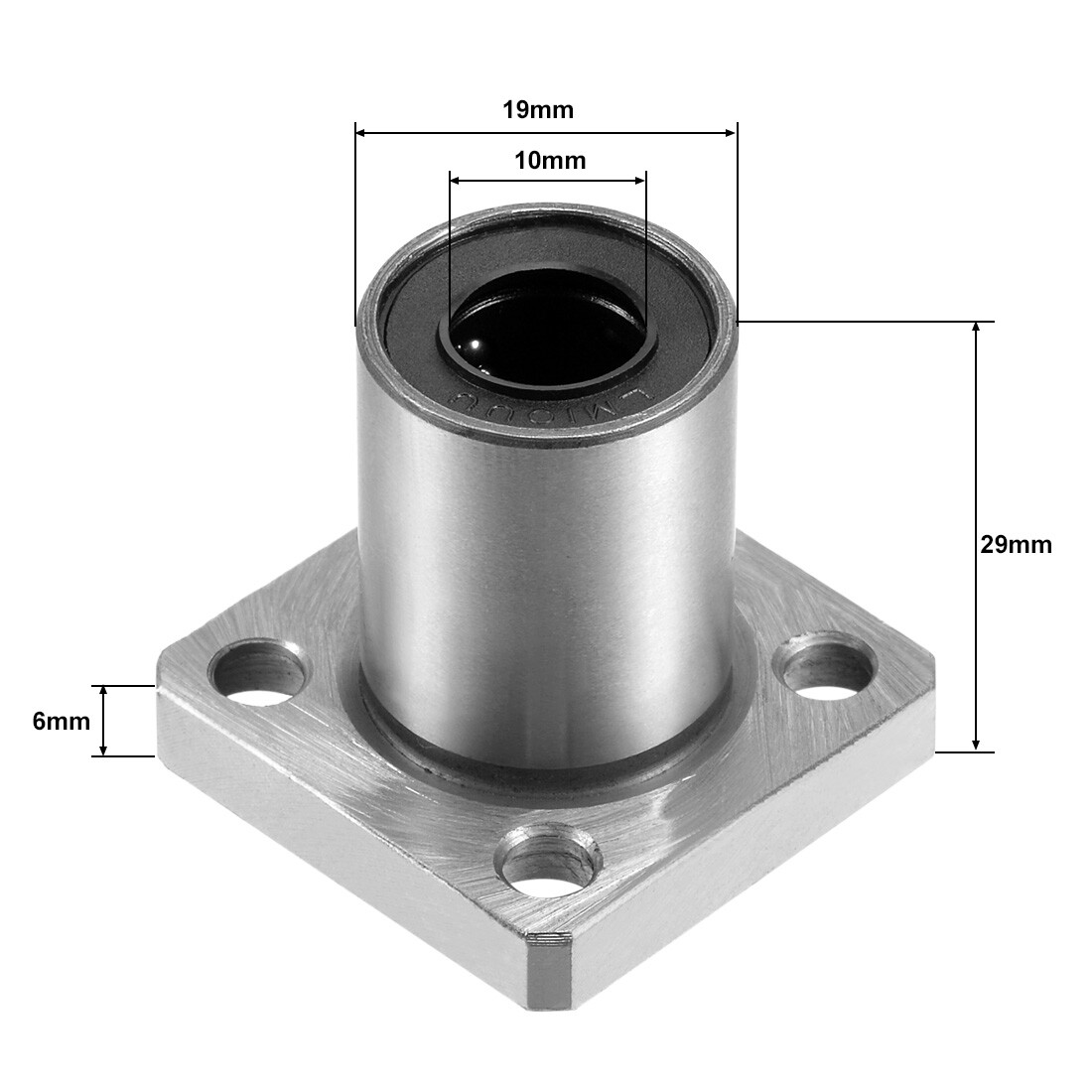LMK10UU Square Flange Linear Ball Bearings, 10mm Bore Dia,19mm OD,29mm ...