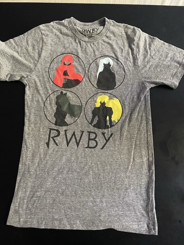 RWBY Men T-Shirt S Gray Logo Silhouette Team Graphic Short Sleeve Tee ...