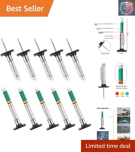 Color-Coded Tire Tread Depth Gauges - 10 Pack for Accurate Tread Measurements | eBay