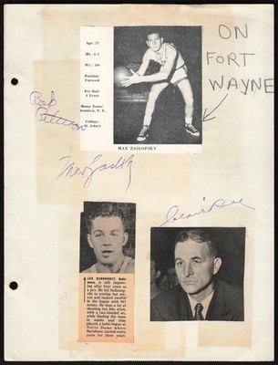 Clair Bee Bob Peterson Zaslofsky Signed Autograph Scrapbook Page *BK402 ...