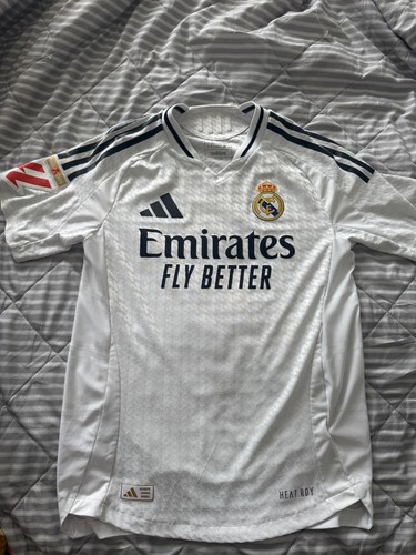 Real Madrid Fly Emirates White Jersey Adidas Soccer Futbol Mens Size ...