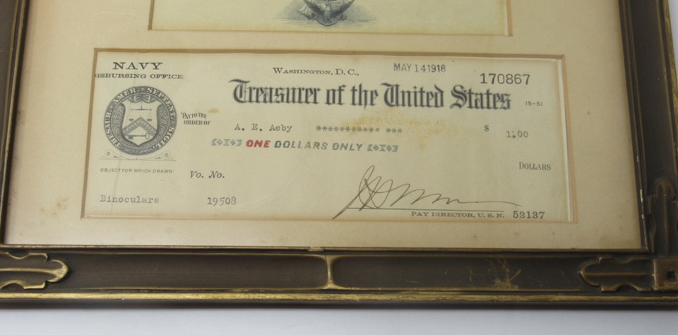 WWI President Roosevelt Signed U.S. Navy Eyes of the Navy Certificate ...