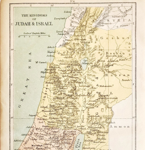 1920 Map Kingdoms Of Judah And Israel Bible Page Christian Collectible ...