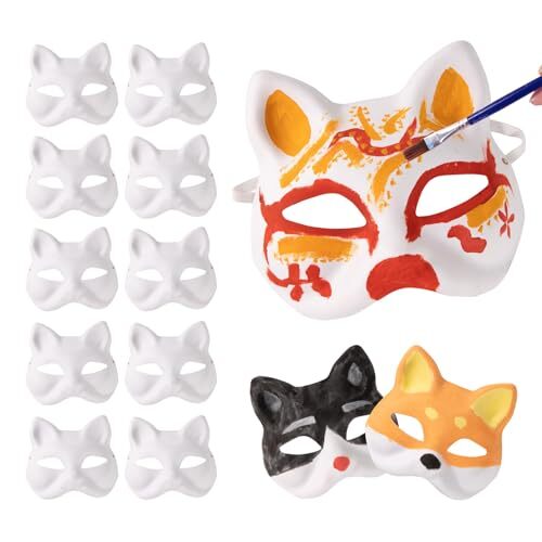 Cat Mask Therian Mask to Paint Paper Fox Mask Base for Animal ...