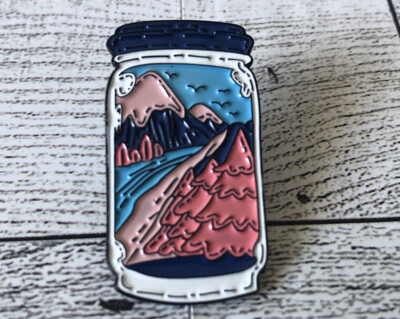 Travel Mason Jar With Scenery Enamel Pin - Lapel Brooch Badge Hard ...