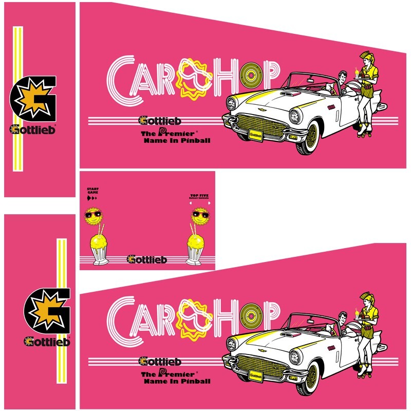 CarHop Pinball (Gottlieb 1991) Machine CABINET Decal Set | eBay