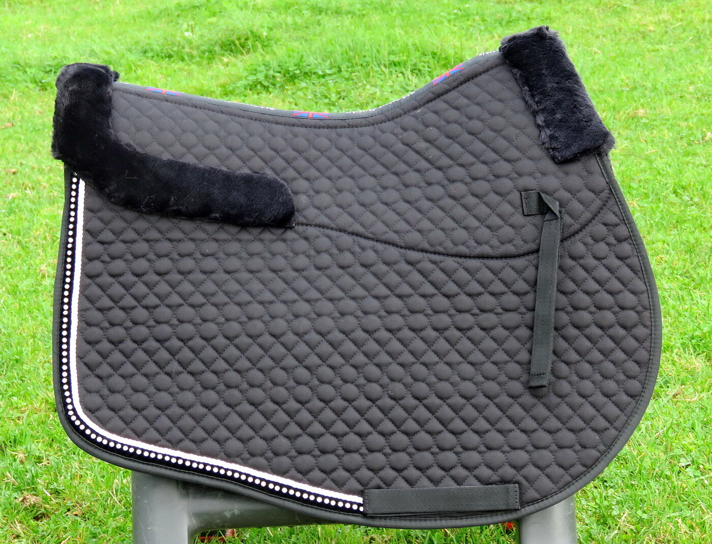 FSS FAUX SHEEPSKIN FUR SaddleCloth Crystal Bling GP Dressage Square ...