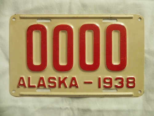 Alaska 1938 sample license plate | eBay