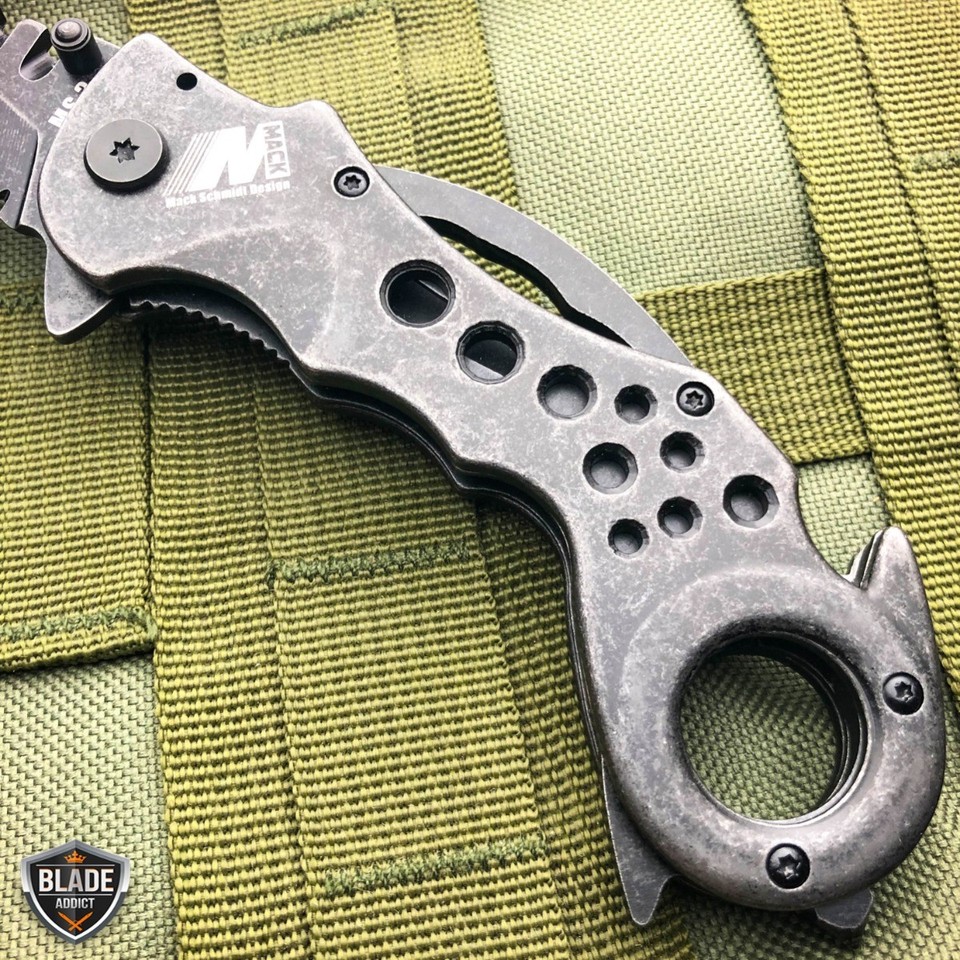7.5" Heavy Duty Mack Schmidt Tactical Karambit Claw Spring Assisted ...
