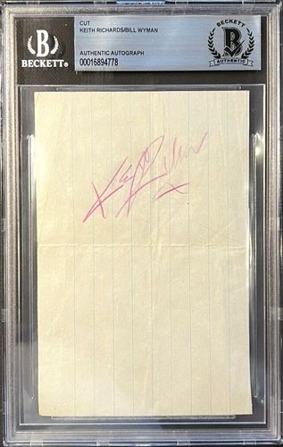 THE ROLLING STONES KEITH RICHARDS & WYMAN SIGNED AUTOGRAPHED CUT JSA ...