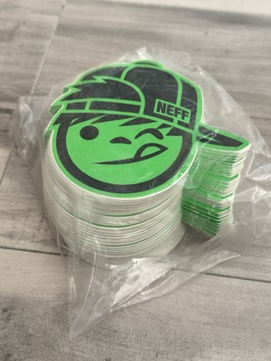 PACK OF 100 Stickers - Neff Skateboard Sticker Green , 3-1/2" Smiley ...