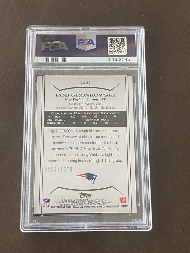 2010 Topps Prime Rob Gronkowski Bronze /1379 Psa 8 | eBay