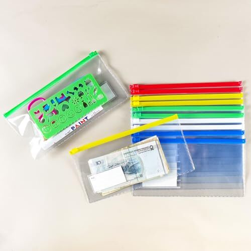 Small Zipper Plastic Envelopes, 30Pcs Plastic Pouch with Label Pocket ...