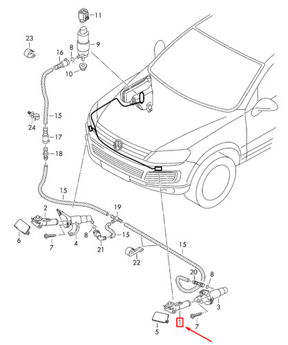 NEW VW TOUAREG 7P5 LEFT HEADLAMP WASHER NOZZLE 7P6955103 OEM | eBay