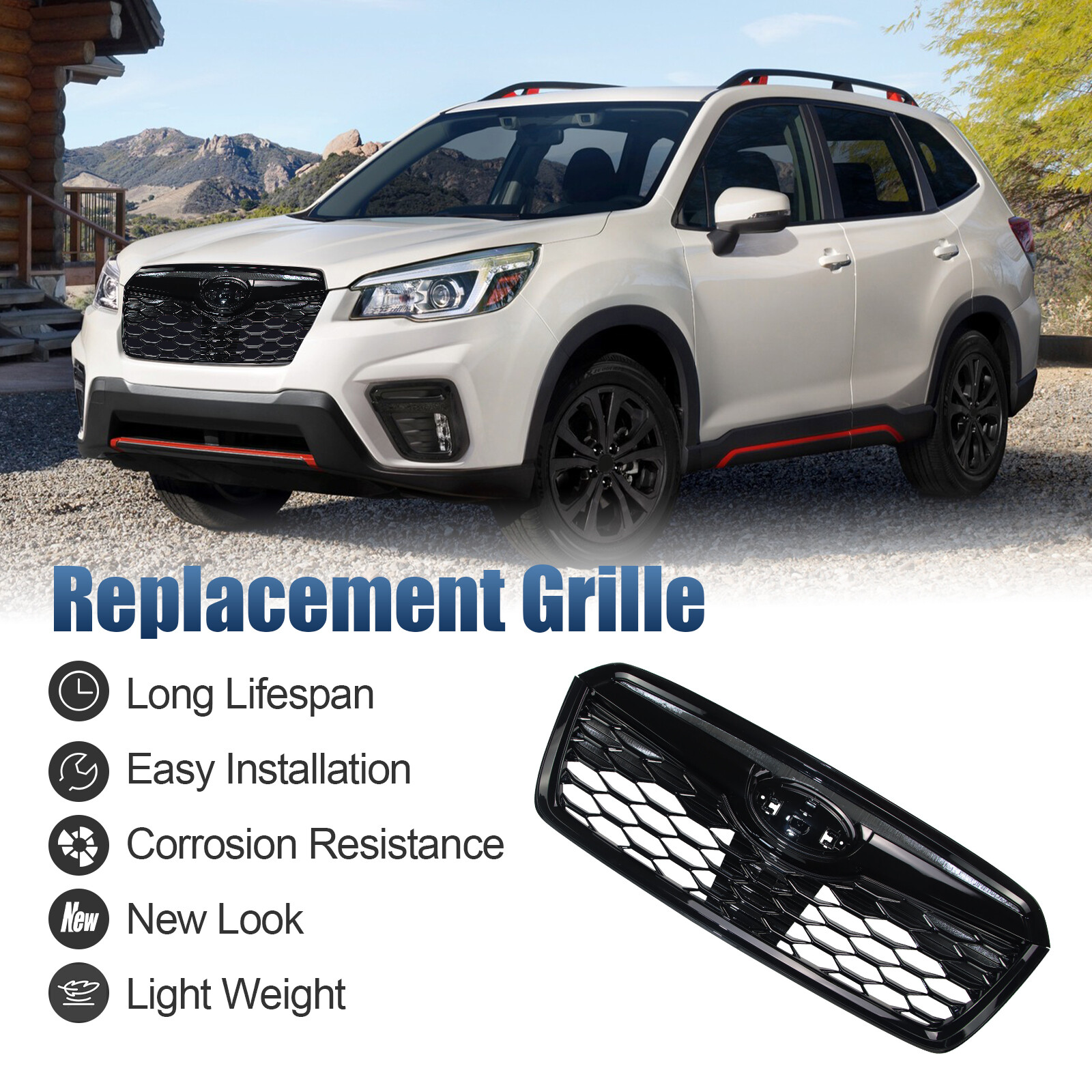 Front Bumper Grill for 19-21 Subaru Forester Honeycomb Style w/Camera ...