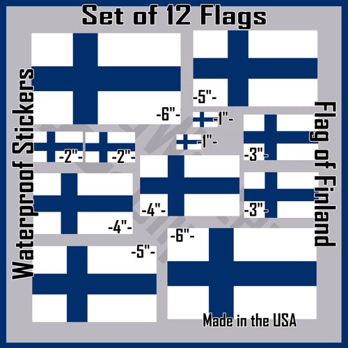 12+ Finnish Flags, Finland, waterproof, 6" suitable for cars. custom ...