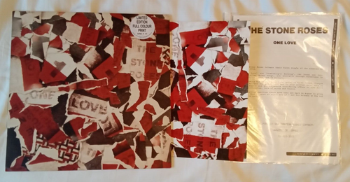THE STONE ROSES - ONE LOVE 12" Vinyl. Inc Insert + Silvertone press ...