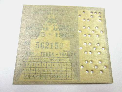 NOS 1965 1966 Pennsylvania Inspection Sticker - Truck, Trailer, Bus | eBay