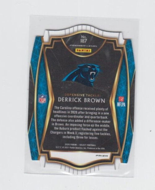 2020 Panini Select Derrick Brown Premier Level Red RC Die-Cut No. 187 ...