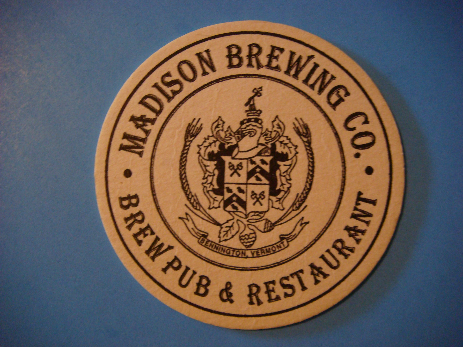 Beer Bar Coaster ~ MADISON Brewing Co Brewpub & Restaurant ~ Bennington ...