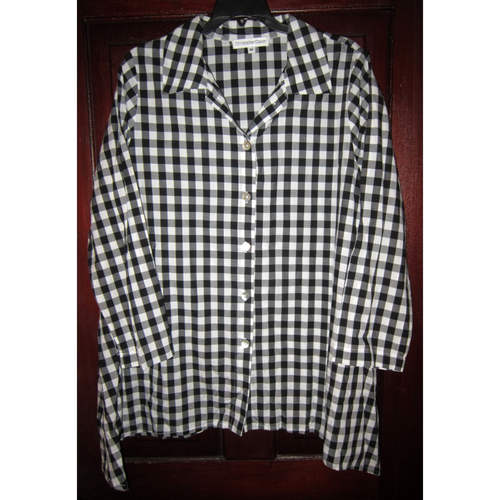 Christopher Calvin M Button Shirt Tunic Top Blouse Gingham Lagenlook ...