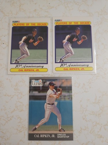 Cal Ripken Jr Fleer 1990 Fleer #624 Players Of The Decade x2 1991 Fleer ...