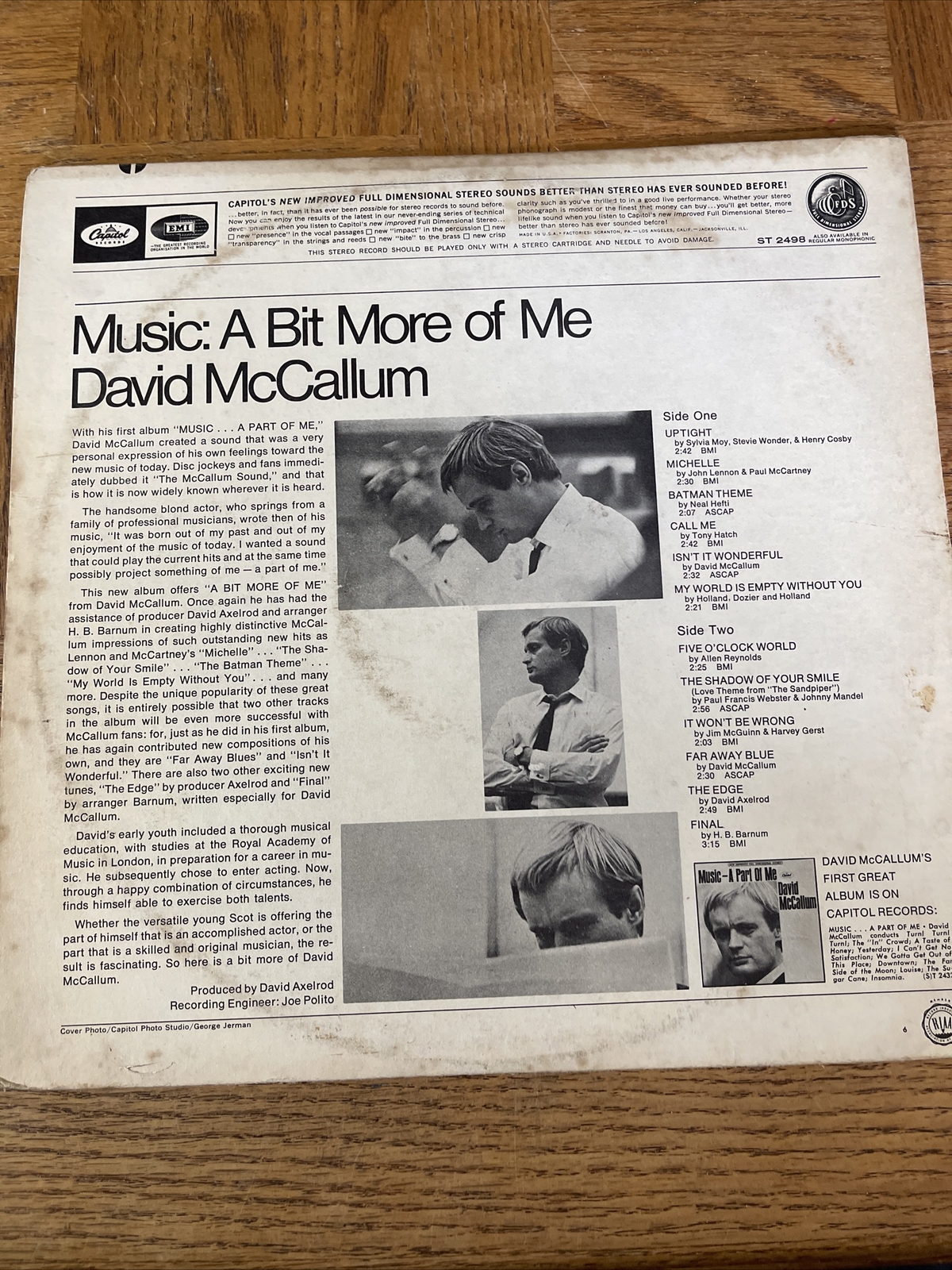 David Mccallum A Bit More Of Me Album | eBay