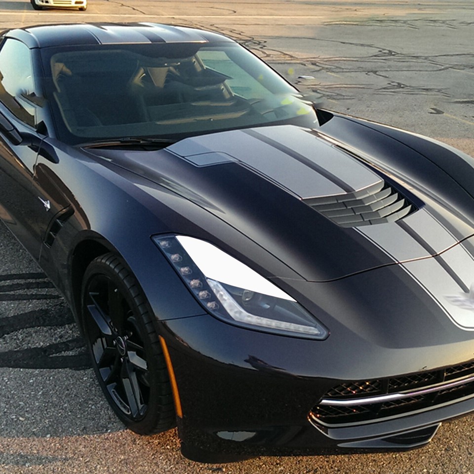 Headlight Eyelid Cover Trim Decal Overlays White for Chevy Corvette C7 ...