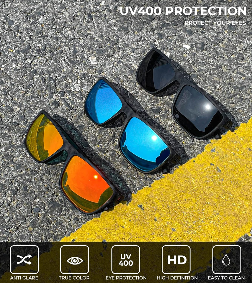 3 Packs Polarized Sunglasses for Men, Lightweight Sun Glasses with UV ...