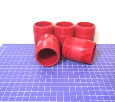 NIBCO 2" Pipe x 3" Long Red Kynar PVDF Nipples Schedule 80 Lot Of 5 | eBay