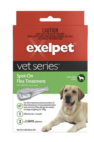 DOG VET FLEAS EXELPET Vet Series Treatment Spot On Flea Large Dog 2 ...