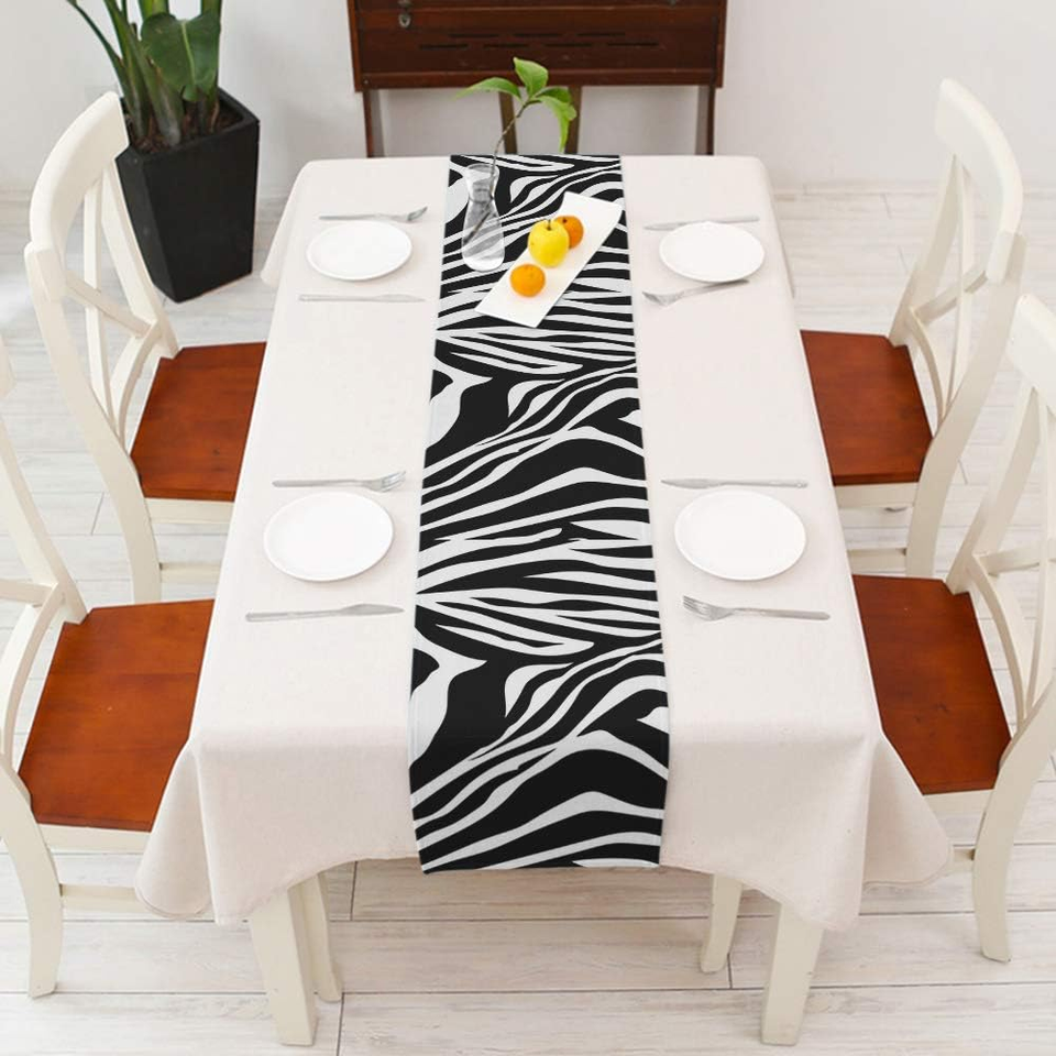 Zebra Stripes Table Runner Black and White Zebra Print Animal Pattern ...