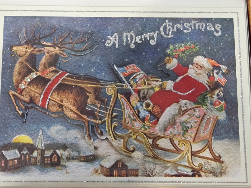 Box of 15 Vintage Style Punch Studio Christmas Cards Santa Sleigh | eBay