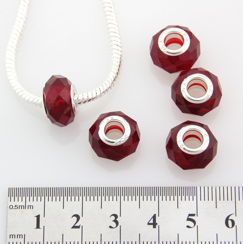 100pcs Red Crystal Glass Beads Fit European Charm Bracelet Z08 | eBay