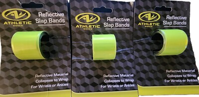 3 Athletic Works Reflective Slap Bands Ankle /Wrist Day Glow Yellow ...