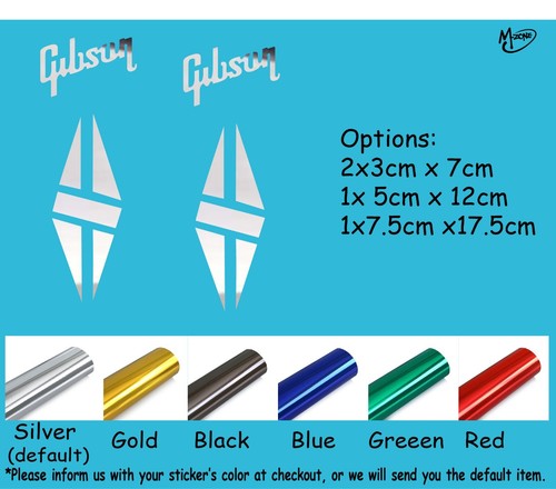 GIBSON Split Diamond Decals Stickers Metallic Chrome Effect die cut ...