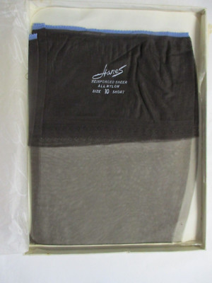 1PR VINTAGE HANES 415 REINFORCED SHEER RHT NYLON STOCKINGS SIZE 10 ...