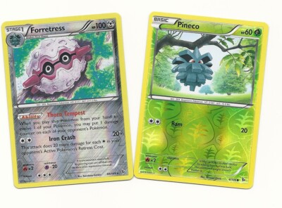 2014 RARE FORRETRESS & PINECO- 2 EVOLUTION FLASHFIRE Pokemon Cards REV ...