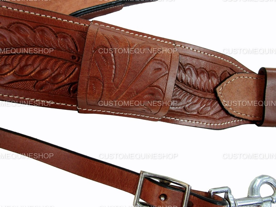 WESTERN ROPER ROPING HORSE REAR CINCH TOOLED LEATHER FLANK BACK GIRTH ...